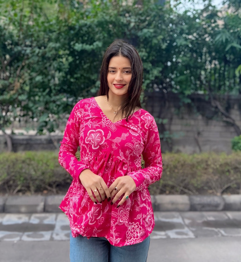 Hazel Pink Short Kurti Top – My Store